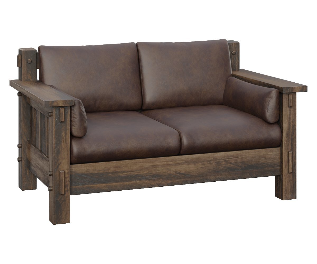 Rustic Brown Maple Mission Loveseat | Amish Handcrafted Sofas
