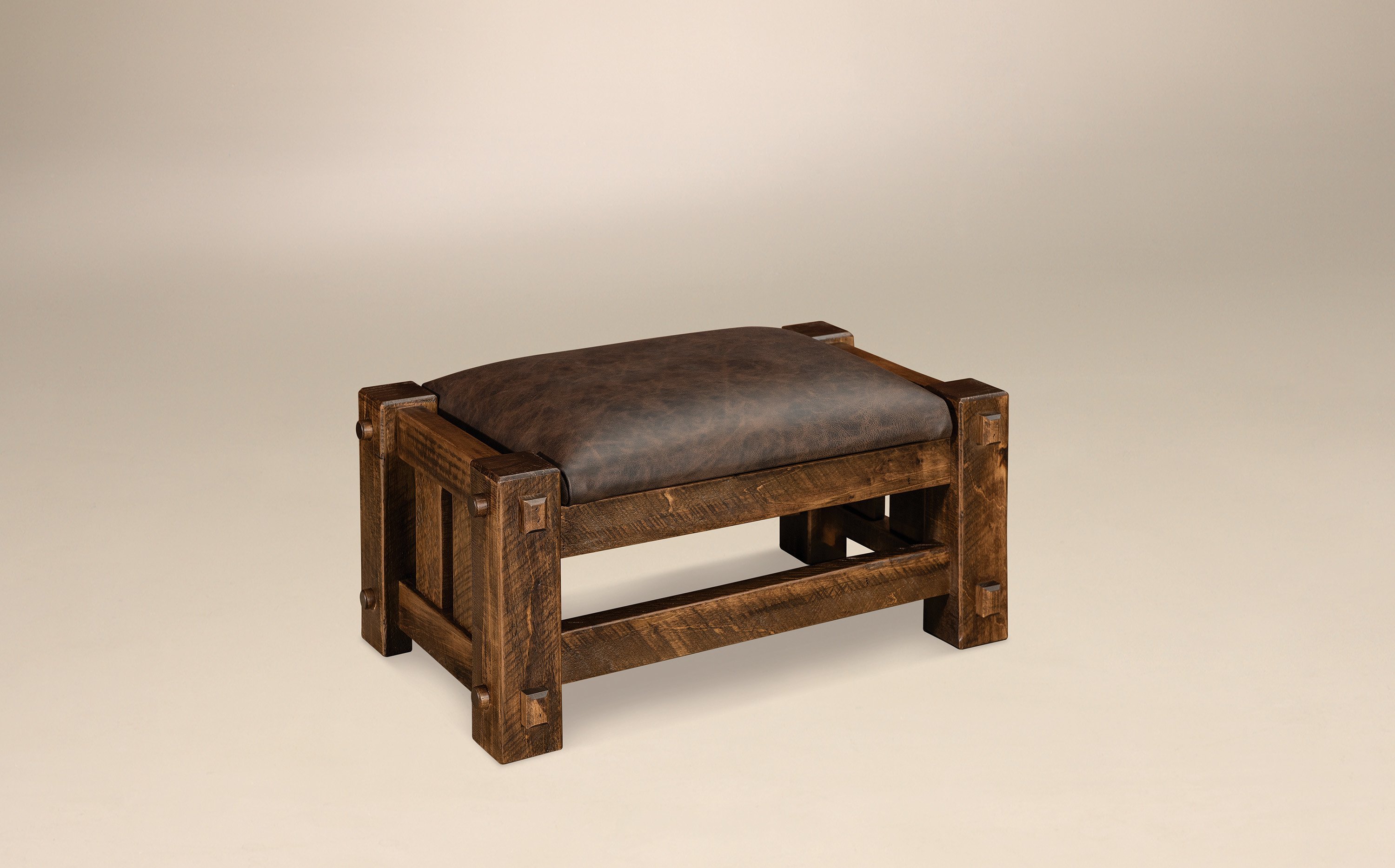 Dutton Rustic Upholstered Ottoman from DutchCrafters Amish furniture