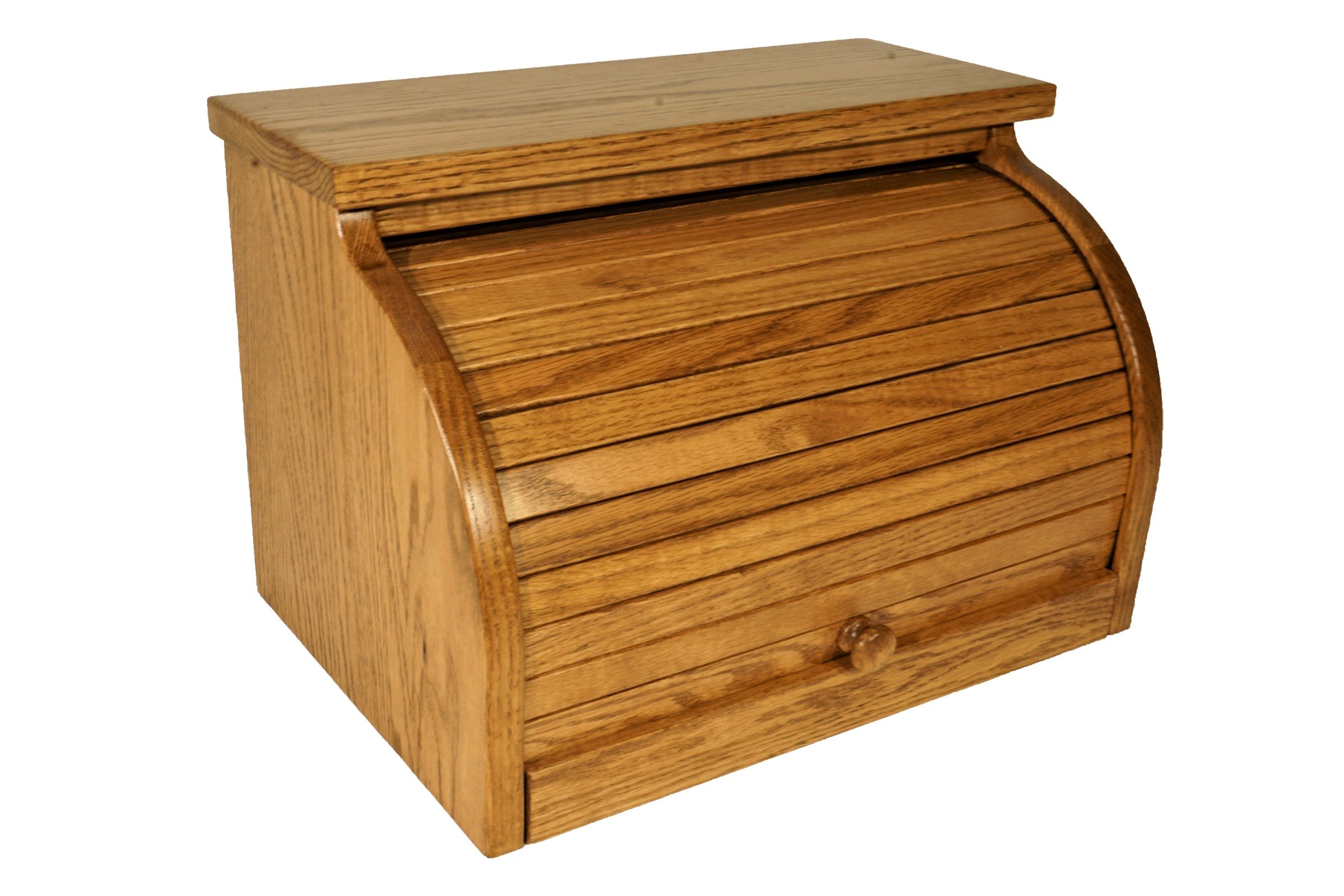 Oak Roll Top Bread Box in Chestnut Finish from DutchCrafters Amish