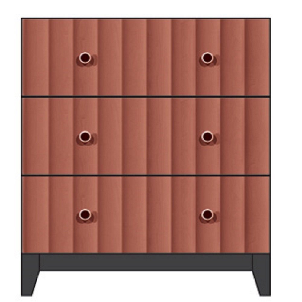 Modern Beside Chest with Wooden Base & Ripple Drawer from