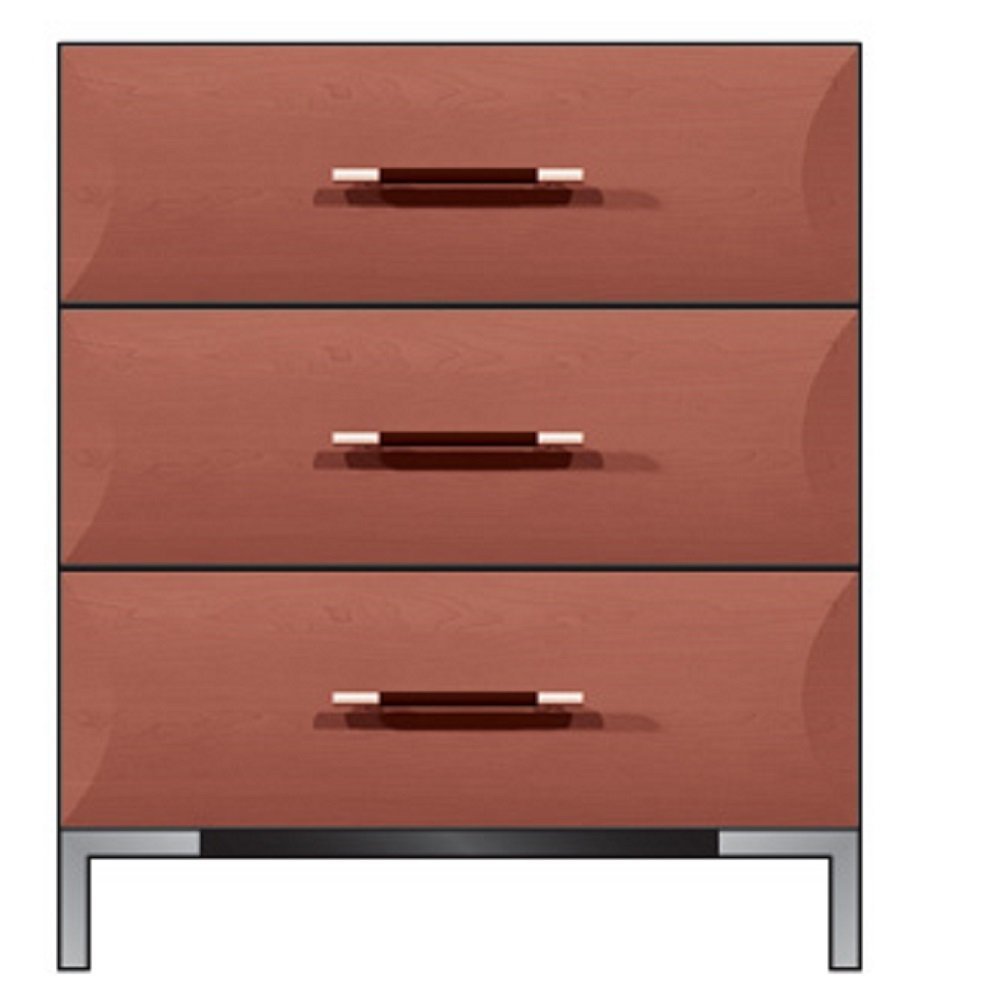 Modern Beside Chest with Metal Base & Ripple Drawer from