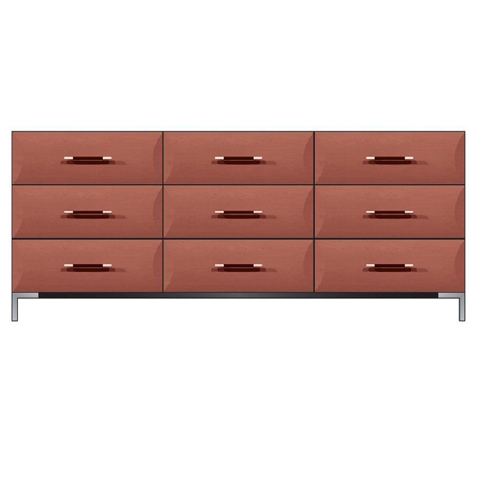 Modern 84" Dresser with Metal Base & Beveled Drawer from