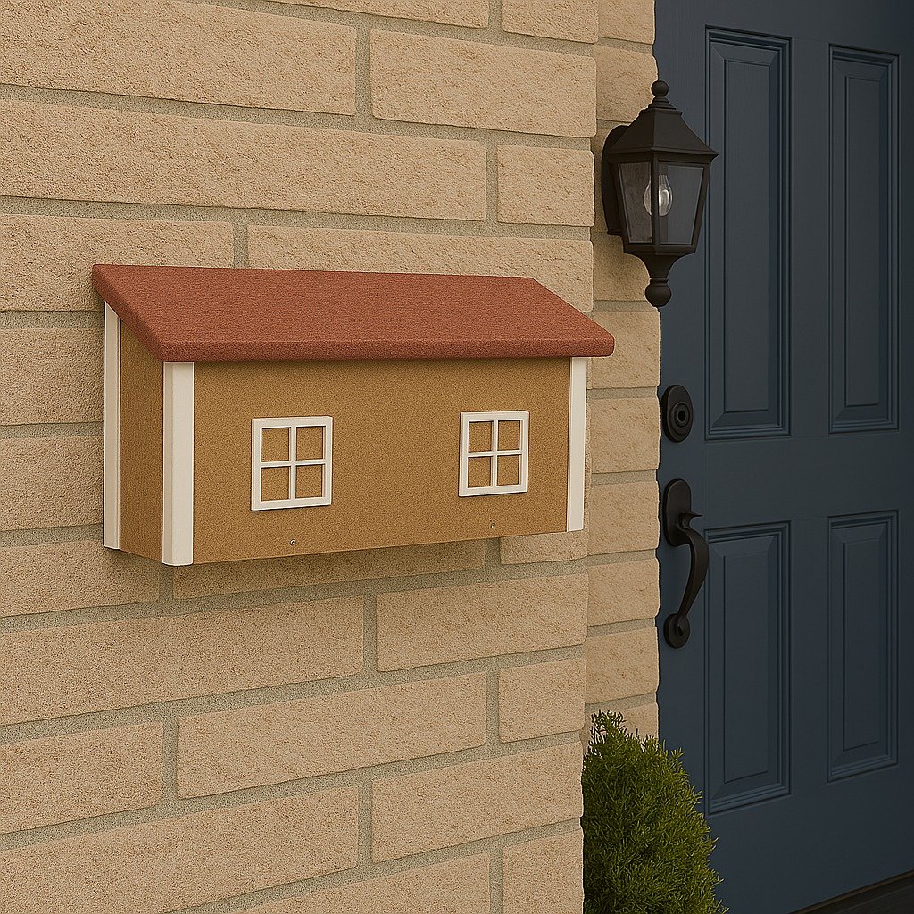 Amish Wall Mounted Mailbox | House Style, Poly Lumber, Custom Colors
