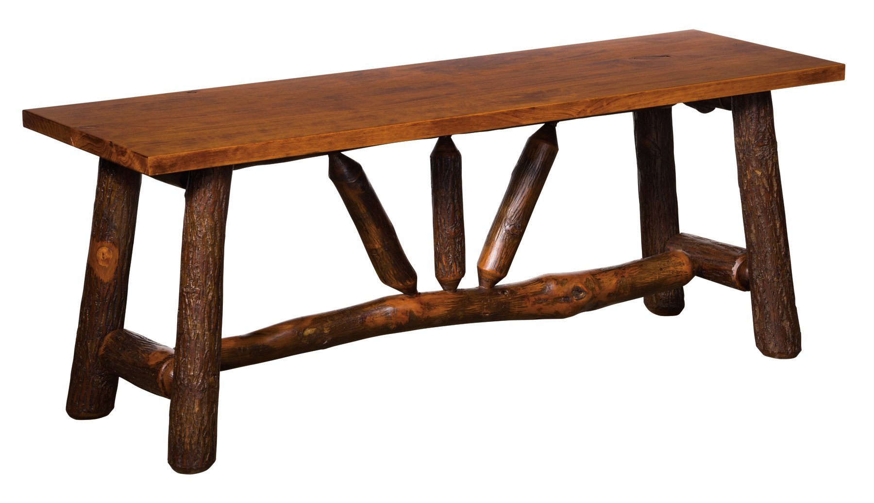 Rustic Hickory Wagon Wheel Backless Bench | DutchCrafters