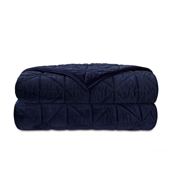 American Made Nova Quilted Velvet Coverlet in Indigo from