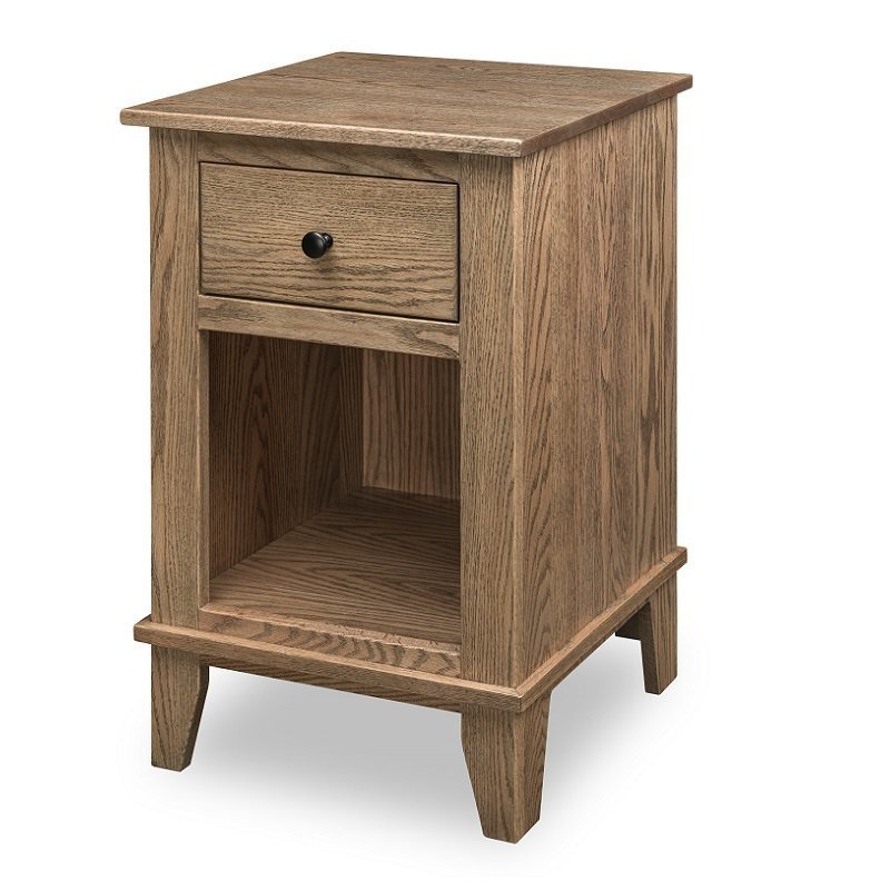 19" Width Oak Wood One Drawer Nightstand - Quick Ship from
