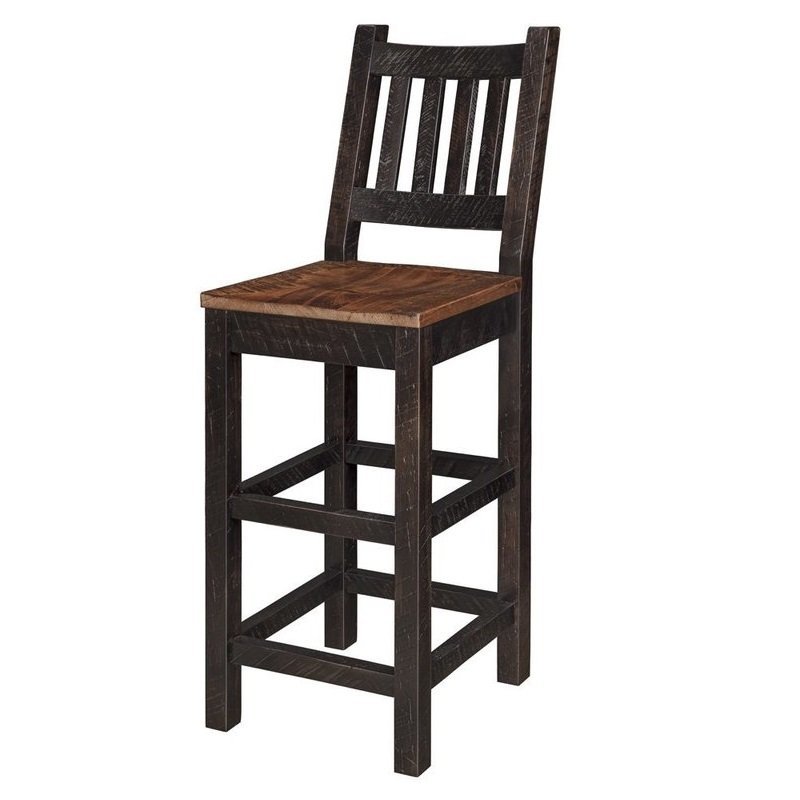 Amish Rustic Rough Cut Maple Wood Counter or Bar Stool