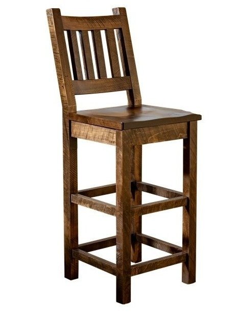 Rustic Rough-Cut Maple Bar Stool with Swivel Option | DutchCrafters
