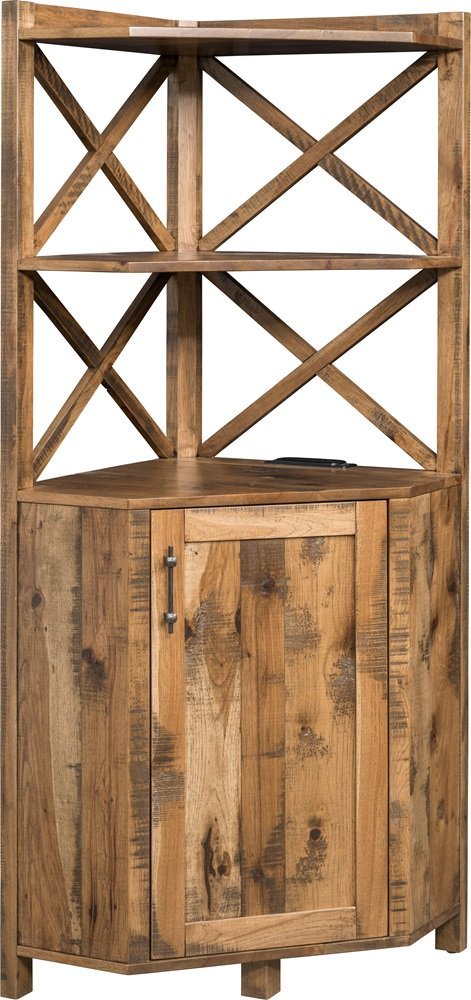 Amish Corner Coffee Bar with Pullout Drawer