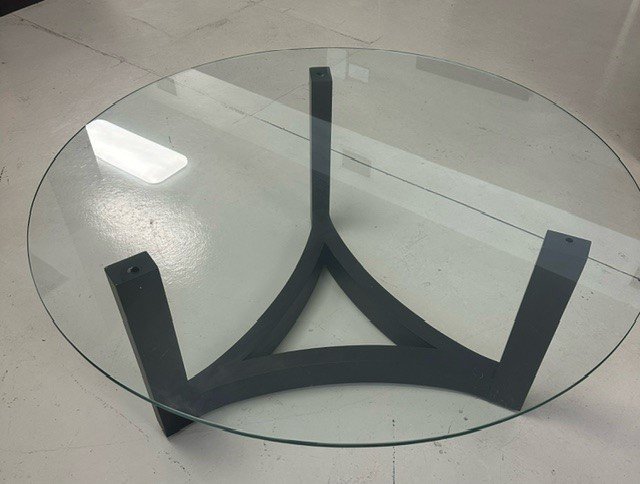 In Stock Contemporary Round Glass Top Coffee Table from DutchCrafters