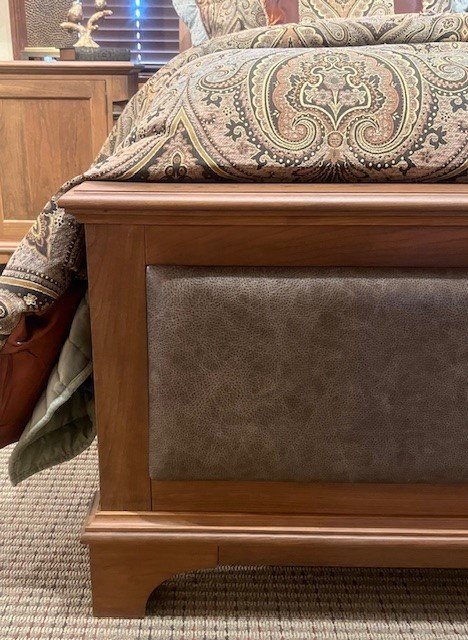 Leather sleigh bed with drawers store