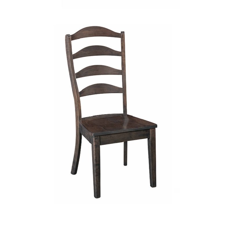 Amish Quick Ship Modern Ladder Back Dining Chair - Solid Oak Wood
