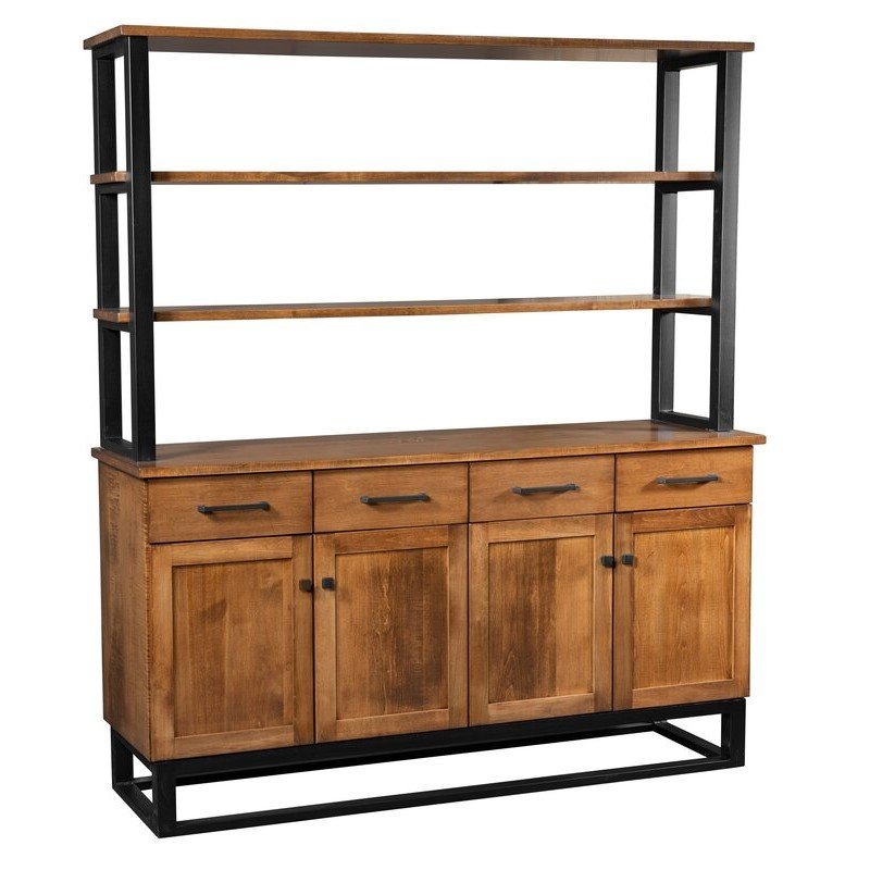 Maple Modern Sideboard with Open Hutch - Quick Ship Amish Handcrafted