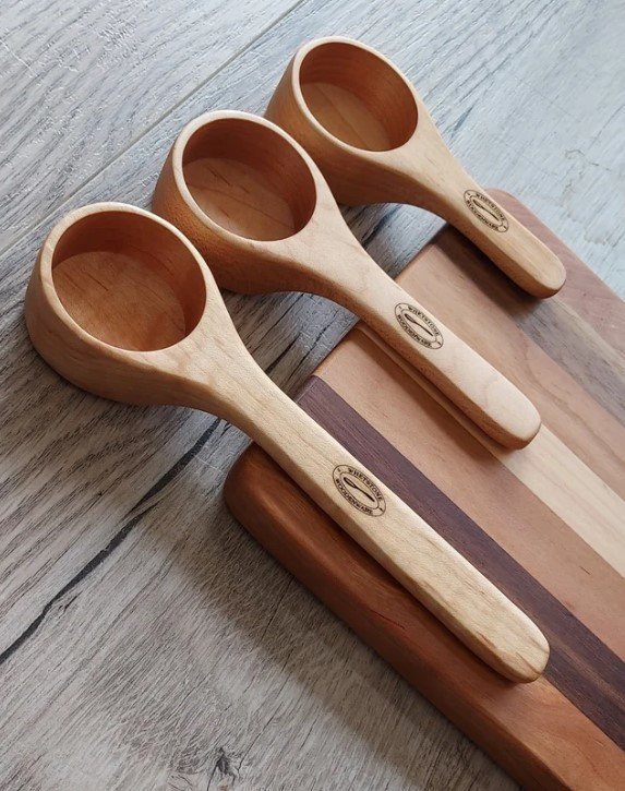 Maple Wood Coffee Scoop Set of 3 – American Made Wooden Scoops