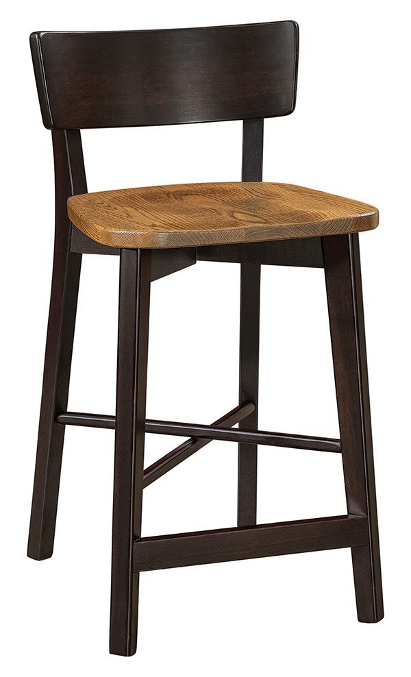 Amish Low Back Counter and Bar Stool - Solid Wood & Custom