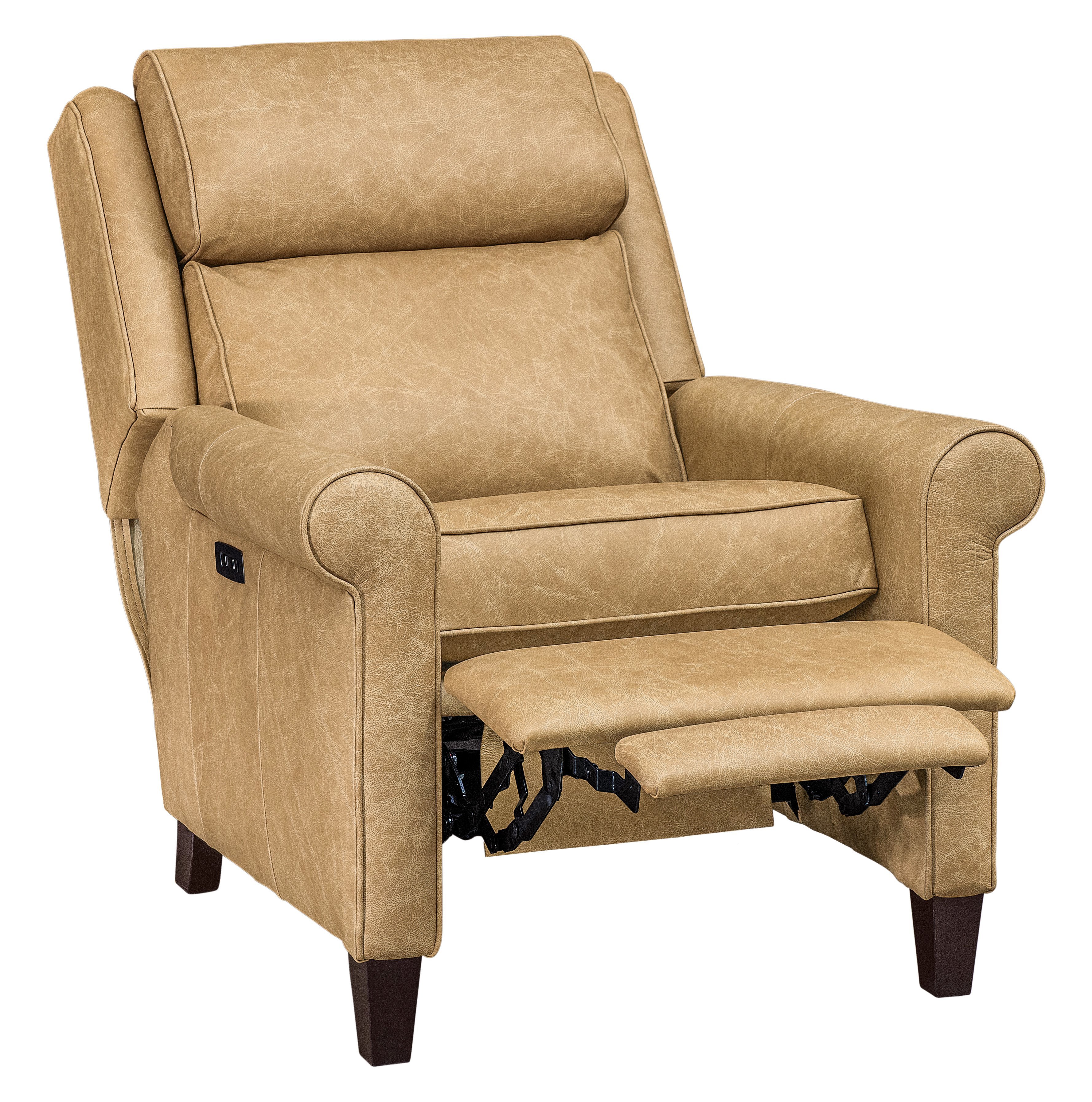 Genuine Leather Recliner Chair with Bustle Back | Amish Made Recliners
