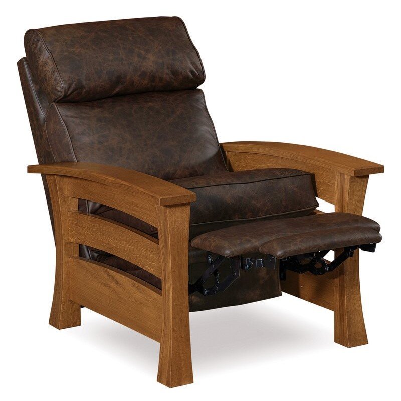 Amish Modern Farmhouse Recliner with Power Recline – Comfy Bustle Back