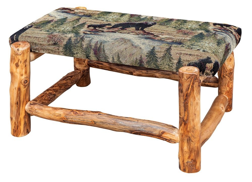 Amish Log Ottoman – Rustic Cabin Decor, Handcrafted in USA