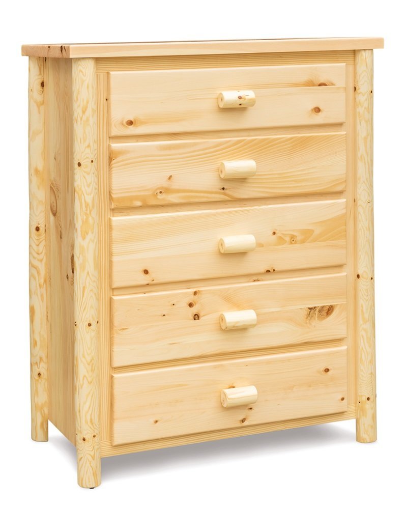 Rustic Log 5-Drawer Chest of Drawers | Amish Log Bedroom Furniture