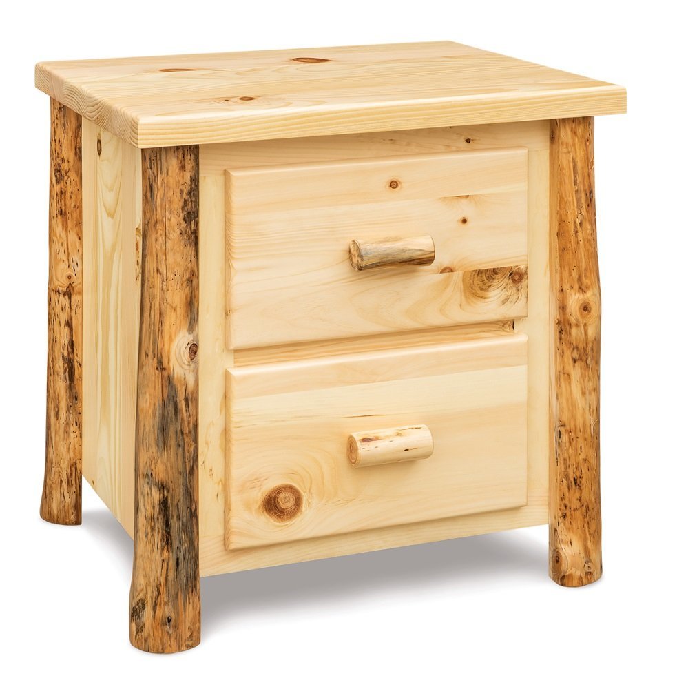 Unique Rustic Log Nightstand with Drawers | Amish Log Furniture