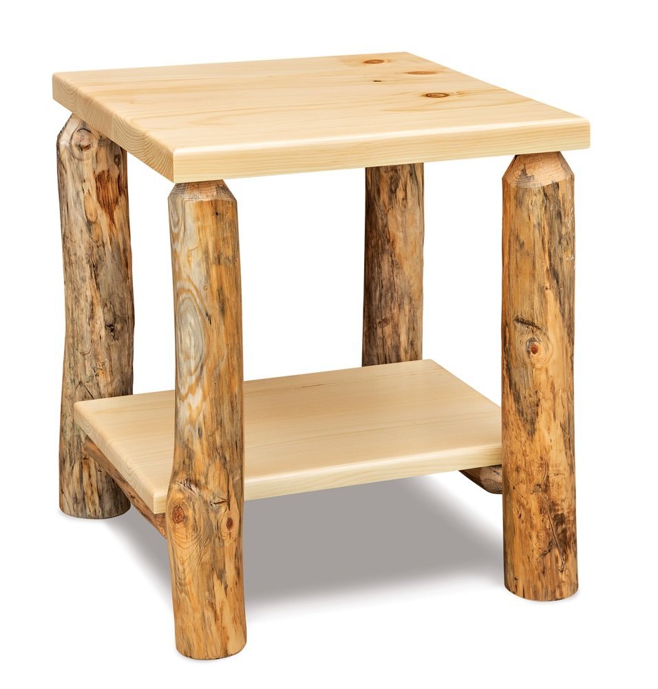 Rustic Pine Log End Table | Rustic Log Cabin Furniture | American Made