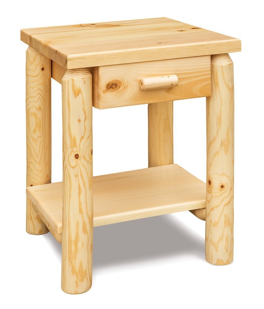 Rustic Pine Log End Table | Amish Log Cabin Furniture
