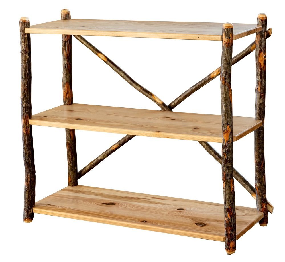 Rustic Hickory Twigs Open 3-Shelf Stand | DutchCrafters