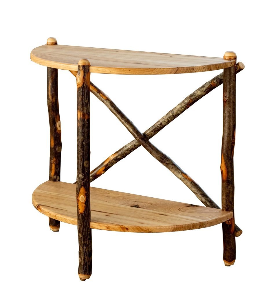 Amish Handcrafted Rustic Hickory Half Round Console Table | Unique