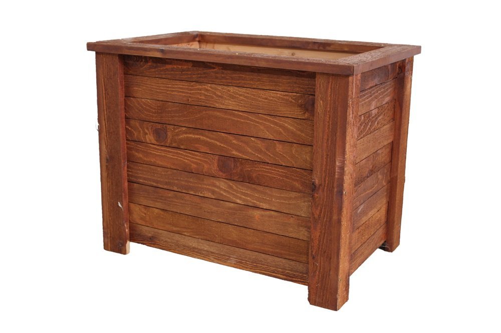 Rectangular Cedar Planter Box With Slatted Sides | DutchCrafters