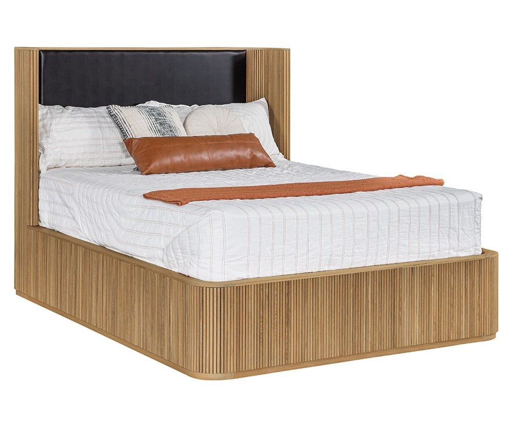 Weber Platform Bed with Upholstered Headboard from DutchCrafters