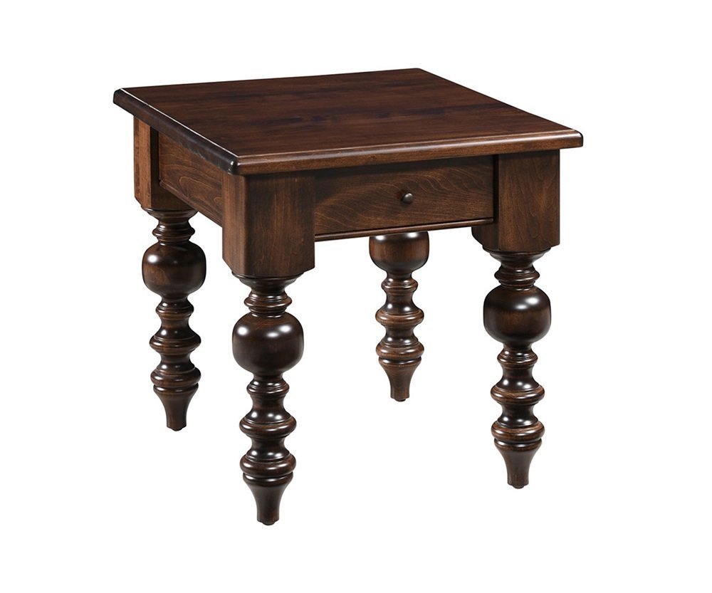 Amish Crafted Turned Leg End Table - Solid Wood Quality