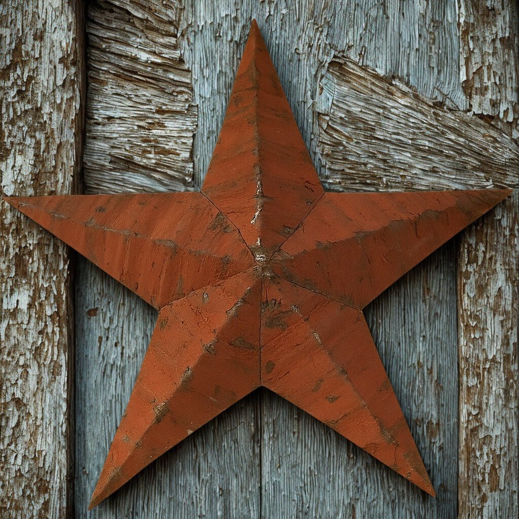 Large Tin Rustic Barn Star Wall Decor - Amish Handcrafted