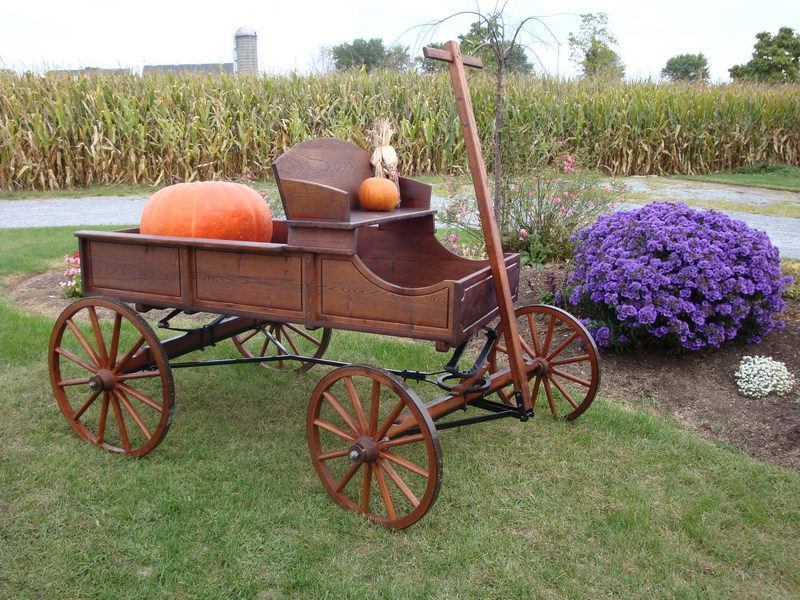 Vintage Wooden Wagon With Hand Brake