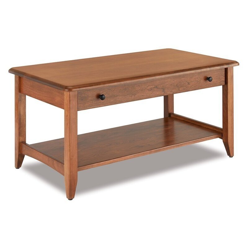 Rustic Brock Open Coffee Table with Drawer from DutchCrafters Amish