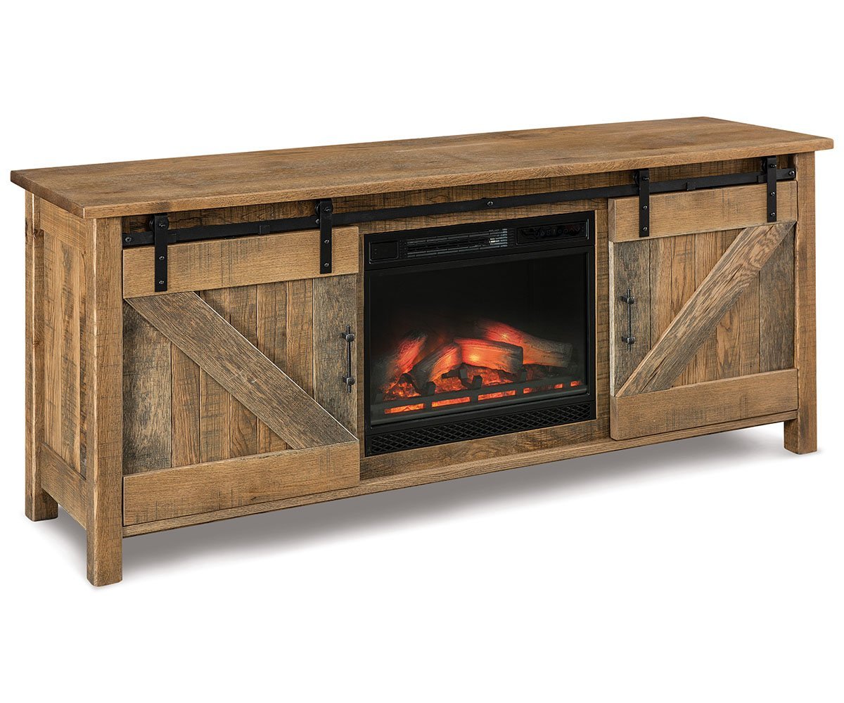 Dutton 2-Door Media Stand with Fireplace from DutchCrafters Amish