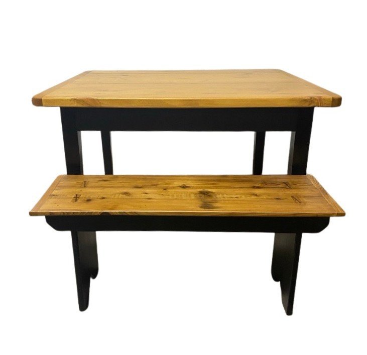 Amish Made Barnwood Farmhouse Kitchen Table with Bench In-Stock