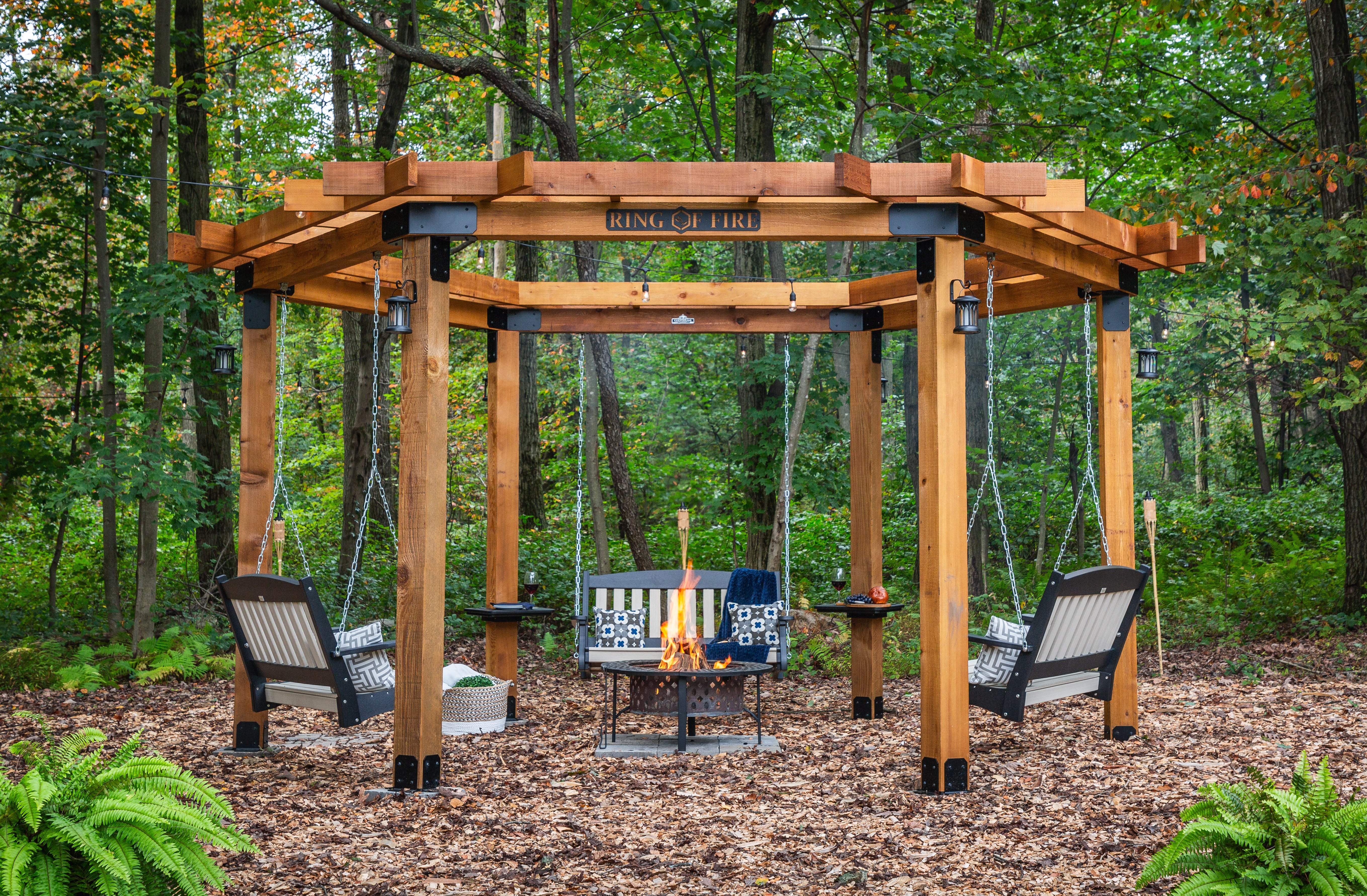 Rustic Rough Sawn Cedar Wood Pergola Kit | Amish Made in the USA