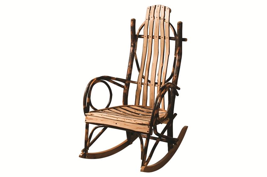 Amish Rustic Hickory Rocker with Live Edge Slats