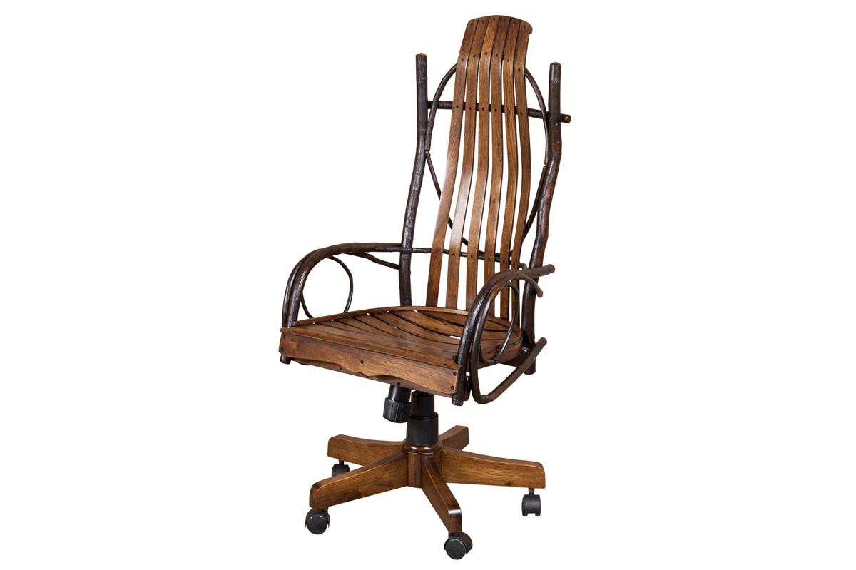 Amish Rustic Hickory Twig Desk Chair with Arms